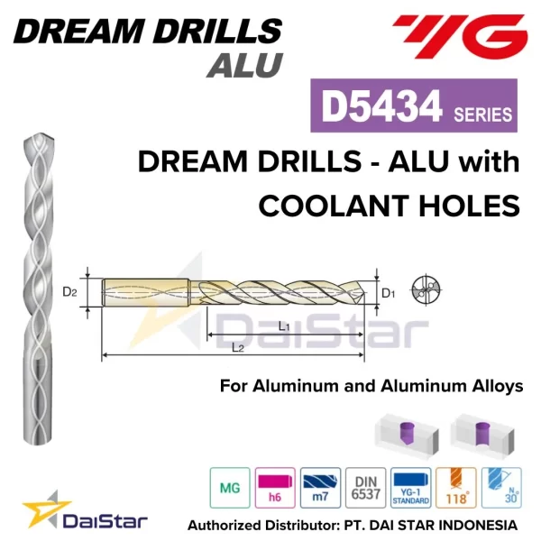 DH5434 Series - Carbide Dream Drill Alu with Coolant Holes YG-1