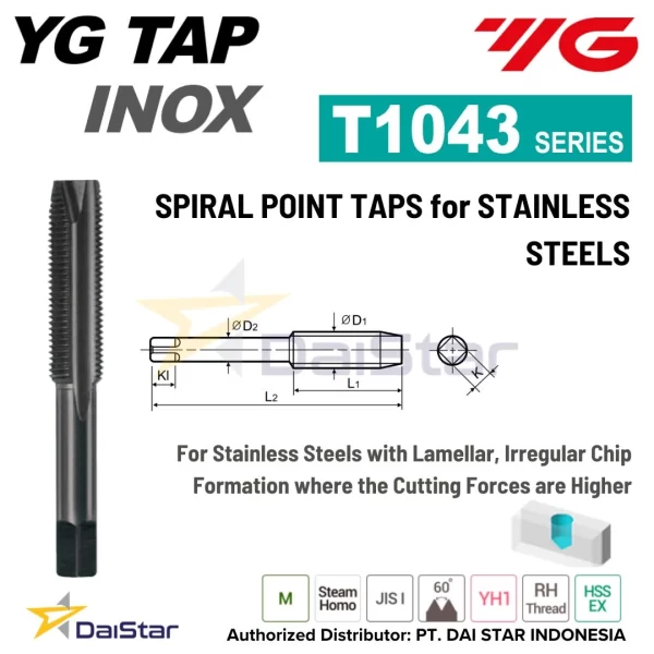 T1043 Series - J-TYPE Spiral Point Tap for Stainless Steel